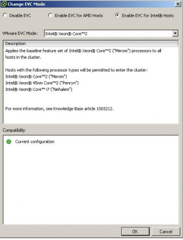 VMware EVC (Enhanced VMotion Compatibility) enable VMware VMotion ...
