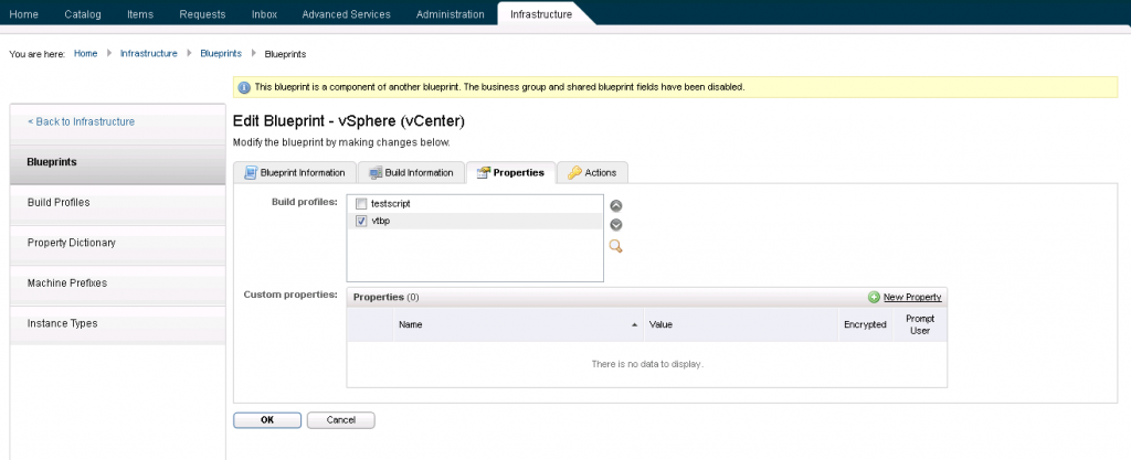 vCAC 6 Custom Properties – Build Profiles – Property Dictionary